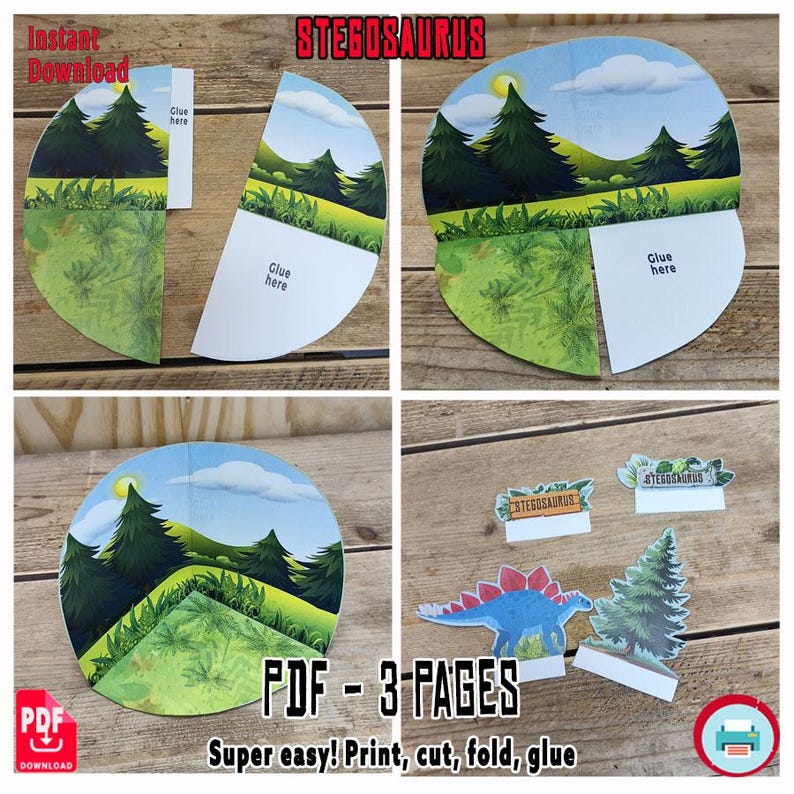 Stegosaurus Paper Diorama – 3D Dinosaur Craft Project (digital Download ...