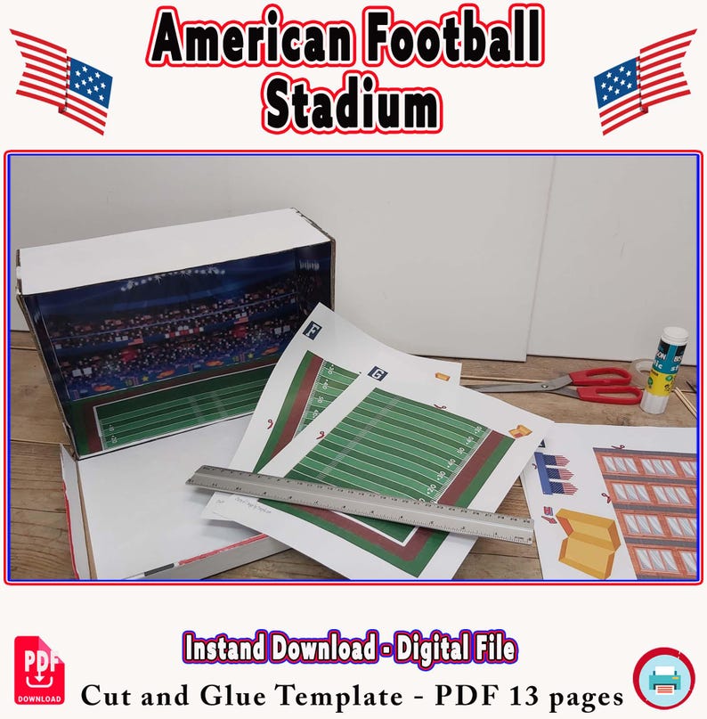 Mini Football Stadium, Football Ground, Football Field, Gridiron, Paper ...