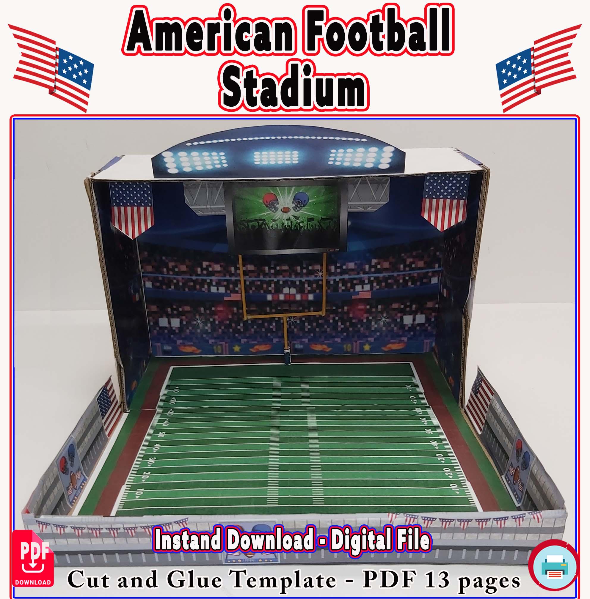 Mini Football Stadium, Football Ground, Football Field, Gridiron, Paper ...