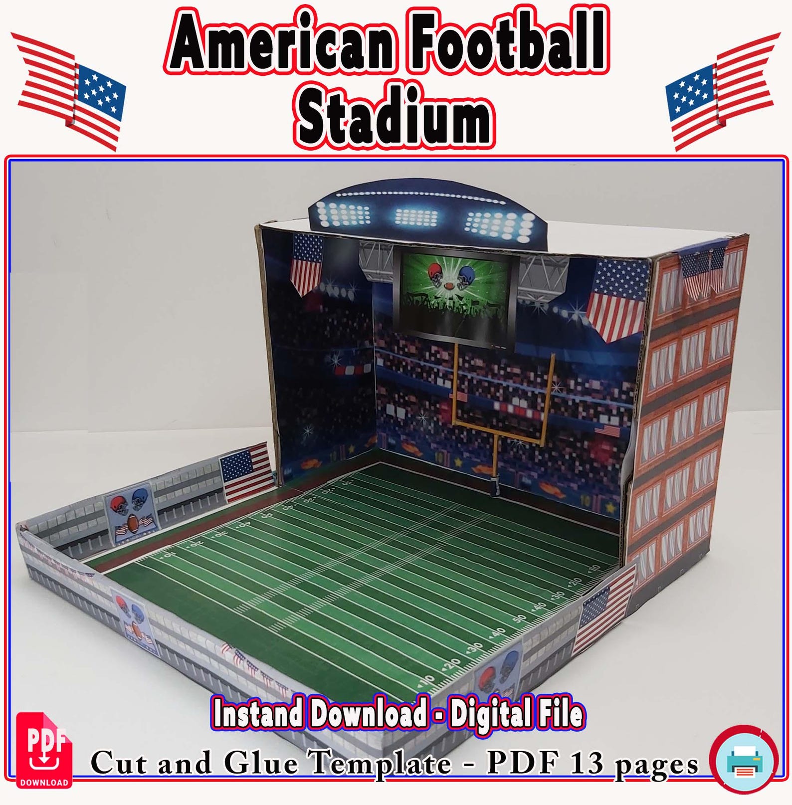 Mini Football Stadium, Football Ground, Football Field, Gridiron, Paper ...