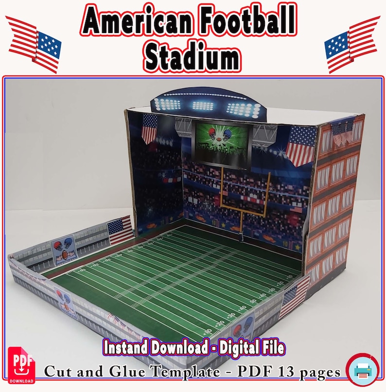 Mini Football Stadium, Football Ground, Football Field, Gridiron, Paper ...