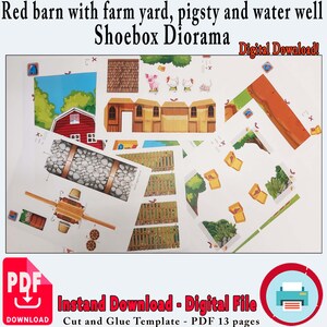 Farmyard Shoebox Diorama, Red Barn Craft Project (printable PDF) - Etsy