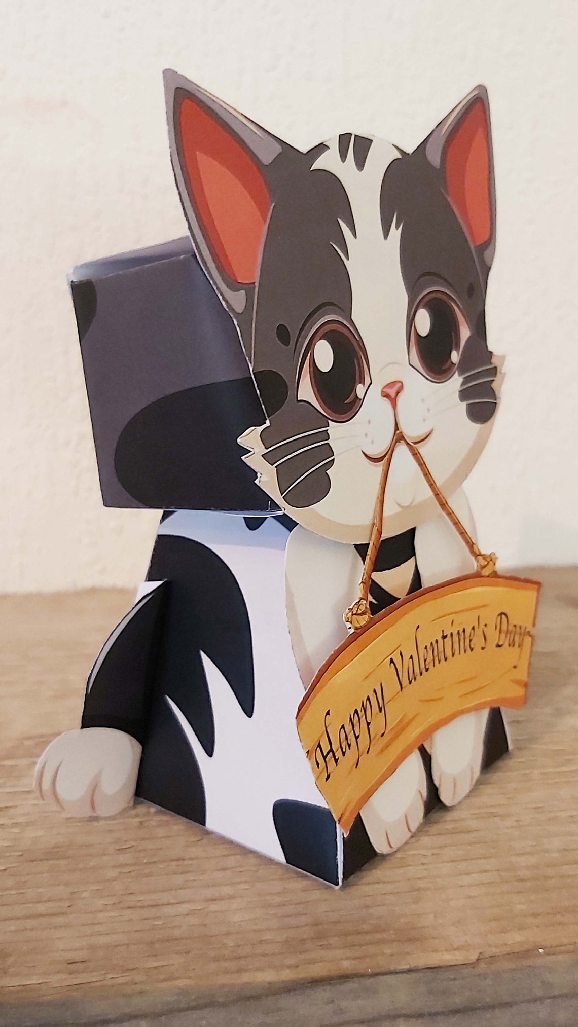 Papercraft Valentine's Day Cat Template, Kitten Craft 3D Model ...
