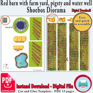 Farmyard Shoebox Diorama, Red Barn Craft Project (printable PDF) - Etsy