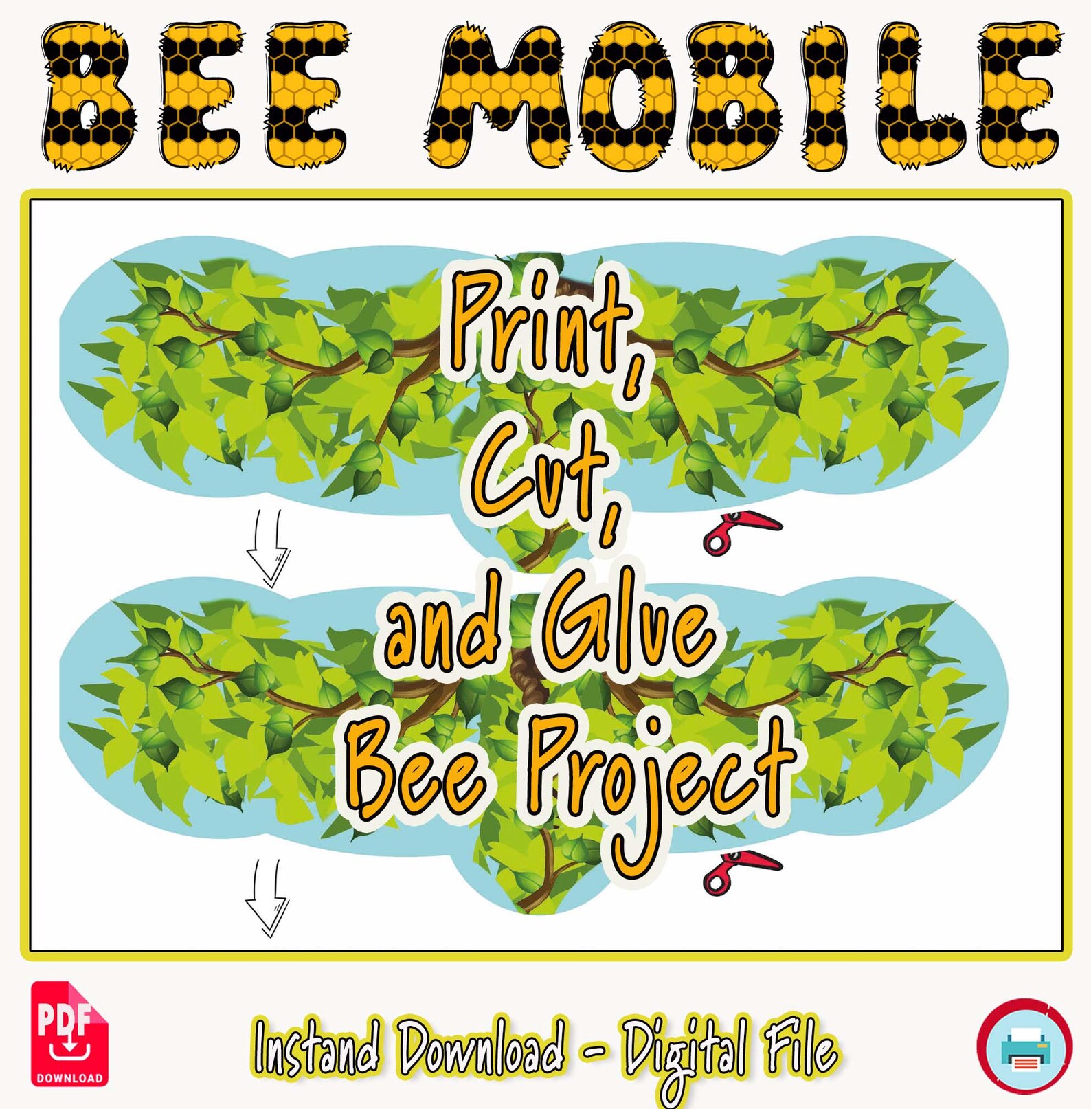 Bee Mobile Printable: DIY Classroom Decoration (PDF) - Etsy