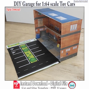 DIY Garage for 1:64 Scale Toy Cars, Paper Craft Miniature Car Garage ...