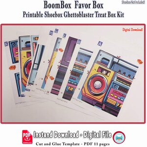 3D Paper Boombox Favor Box Template, Printable Ghetto Blaster (PDF) - Etsy
