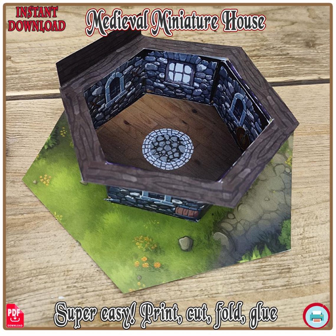 DIY Medieval Viking Cottage, 3D Papercraft Miniature House (digital ...