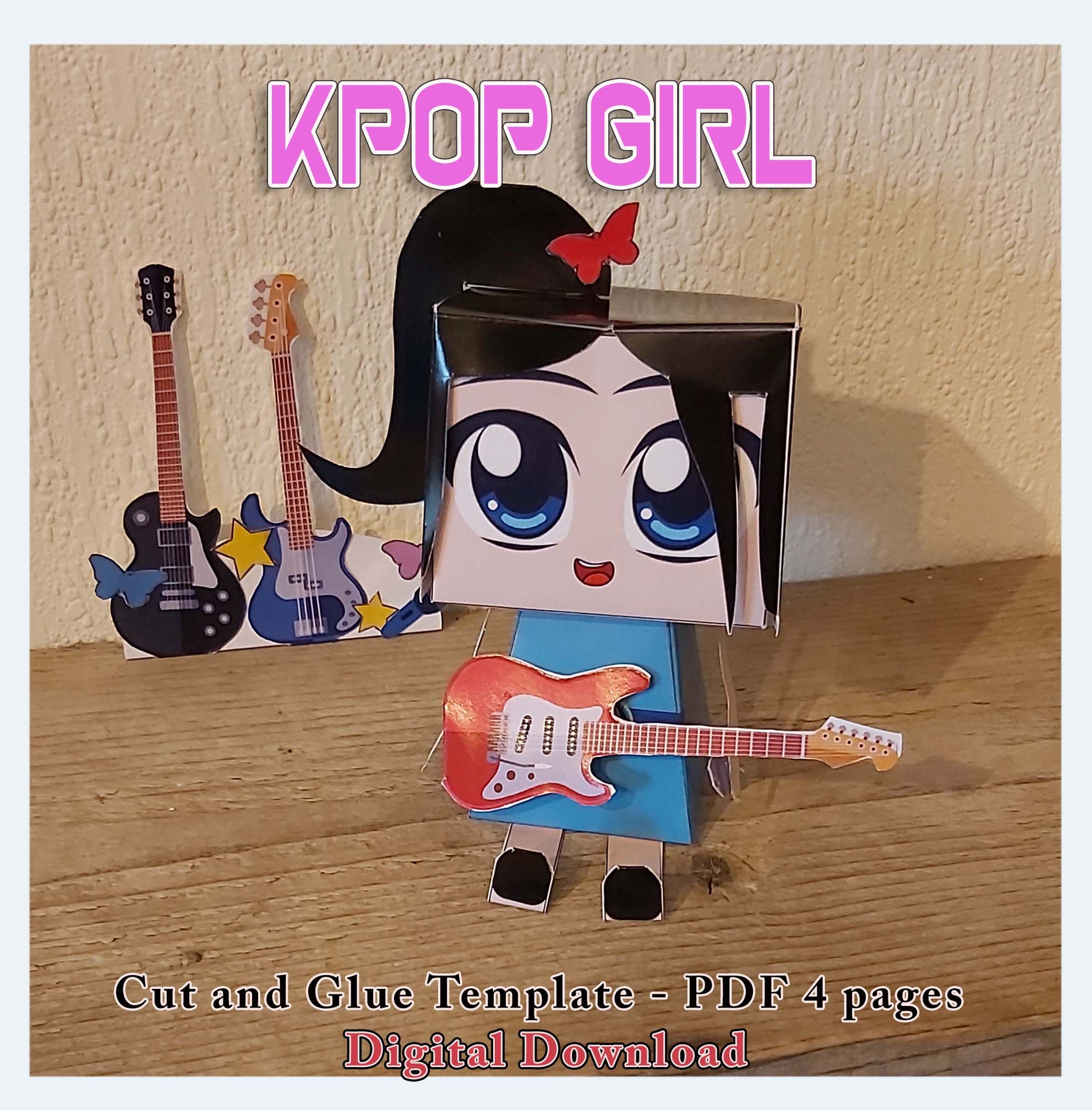 Papercraft Kpop Girl Template, Low Poly Paper Craft Manga Doll, Dress ...