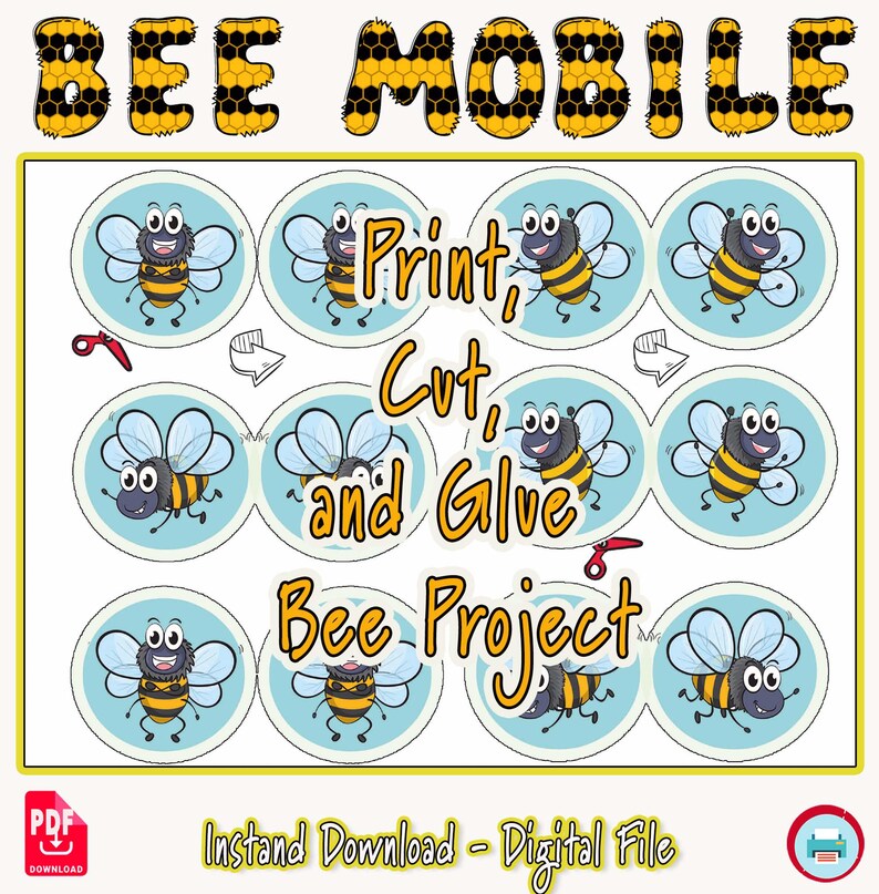 Bee Mobile Printable: DIY Classroom Decoration (PDF) - Etsy