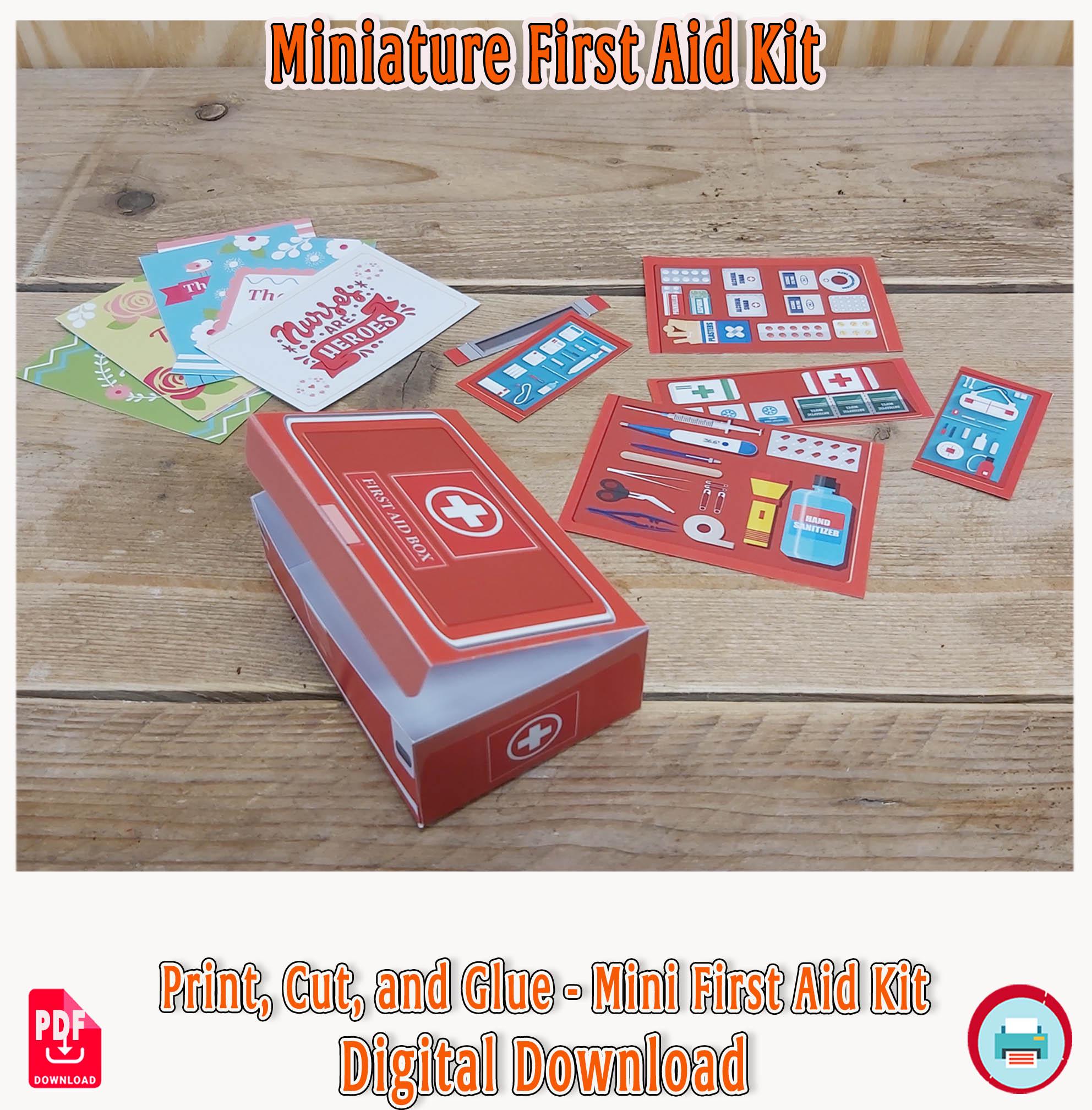 Printable Mini First Aid Kit With Thank You Cards: DIY Nurse Gift (PDF ...