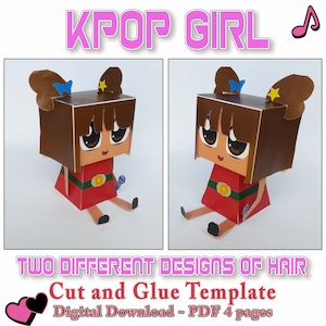 Papercraft Kpop Girl Template, Dress up Anime Girl, Printable Rock Band ...