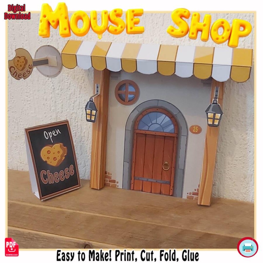 Mouse Cheese Shop Papercraft – Miniature Mouse Store Book Nook ...