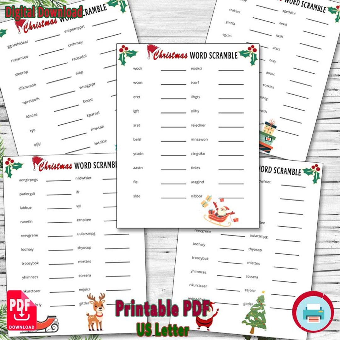 Christmas Word Scramble Game: Printable Holiday Activity (digital ...