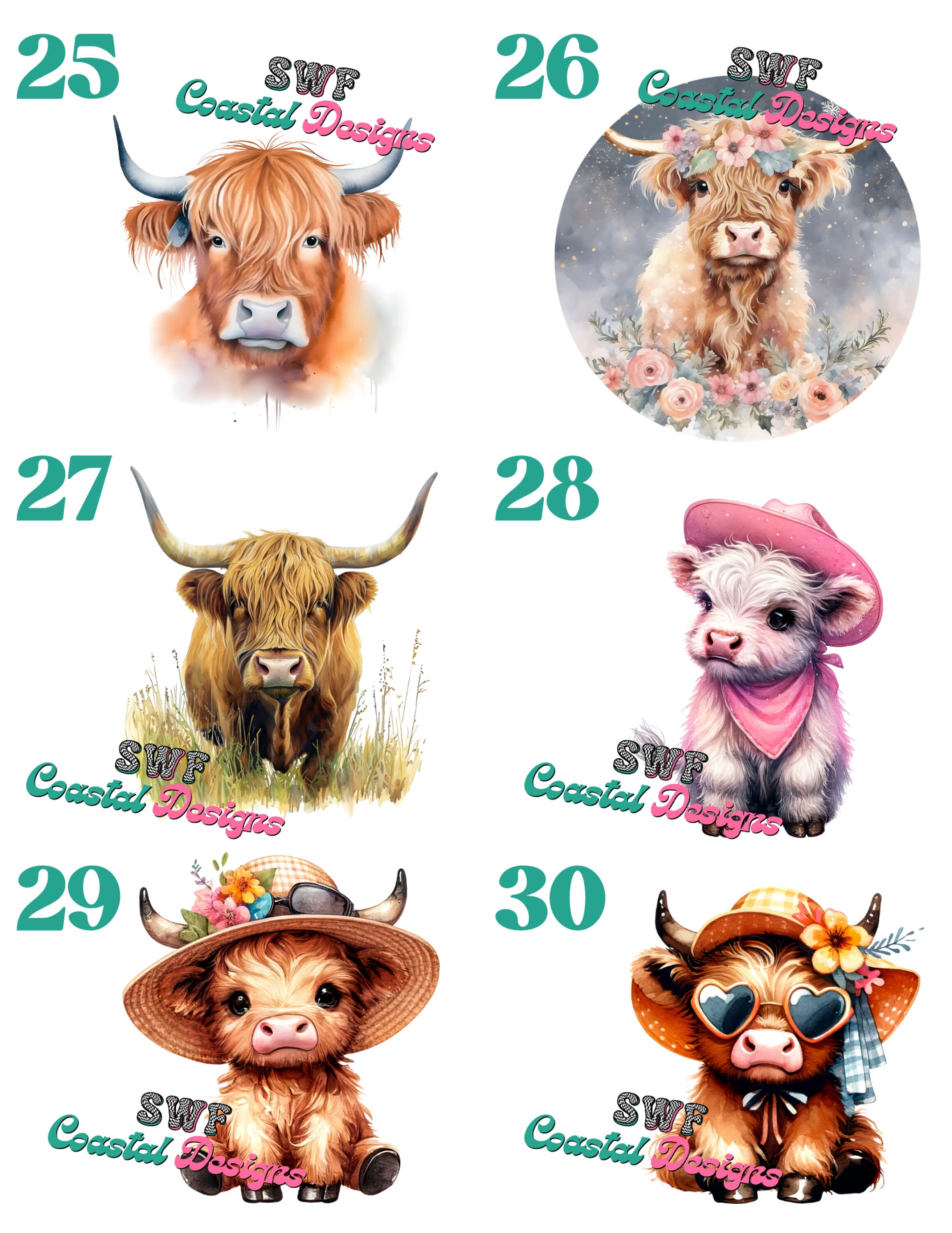 Highland Cow Cardstock, Western Freshie, Cows Cardstock, Farm Animals ...