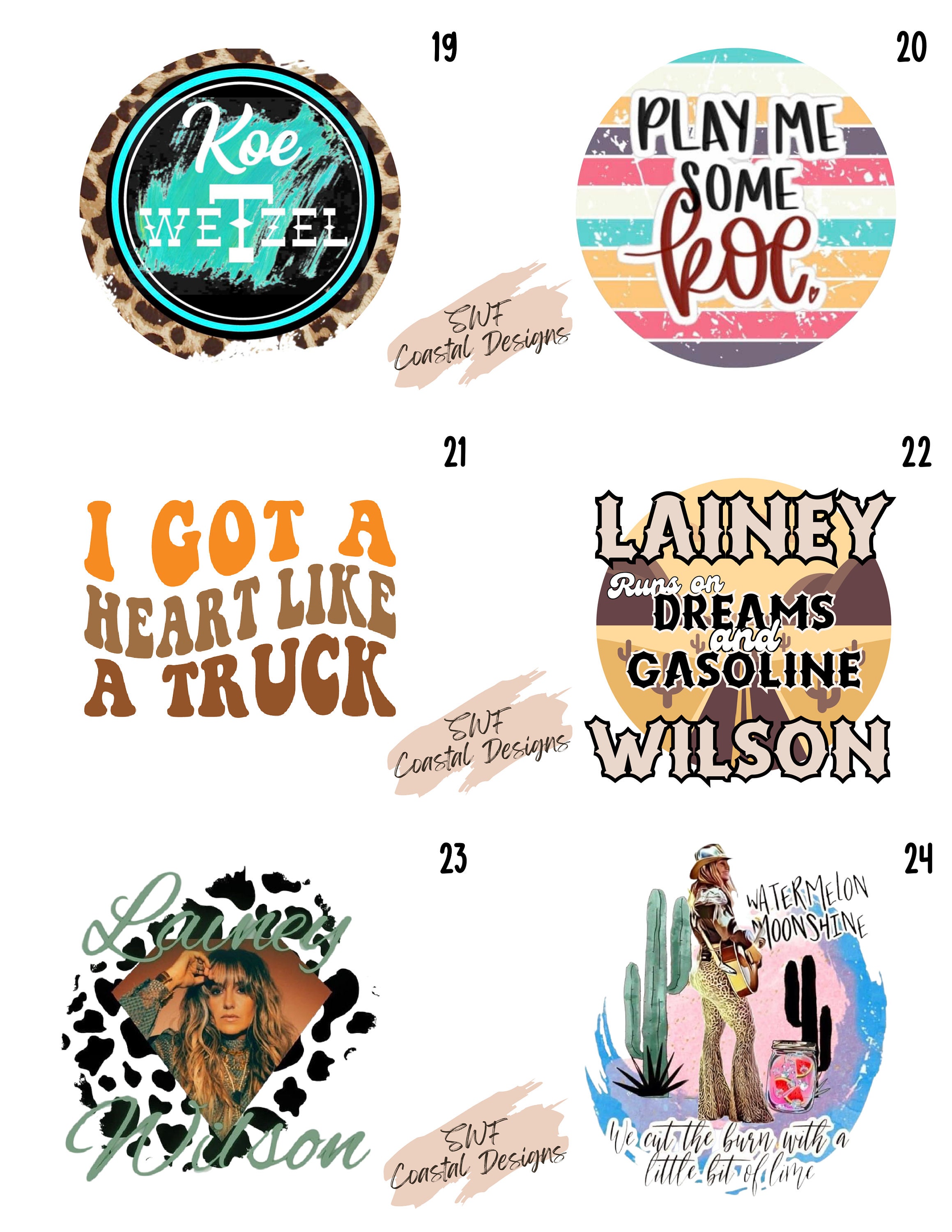 Country Music Car Freshie Cardstock | Country Songs Cardstock | Western ...