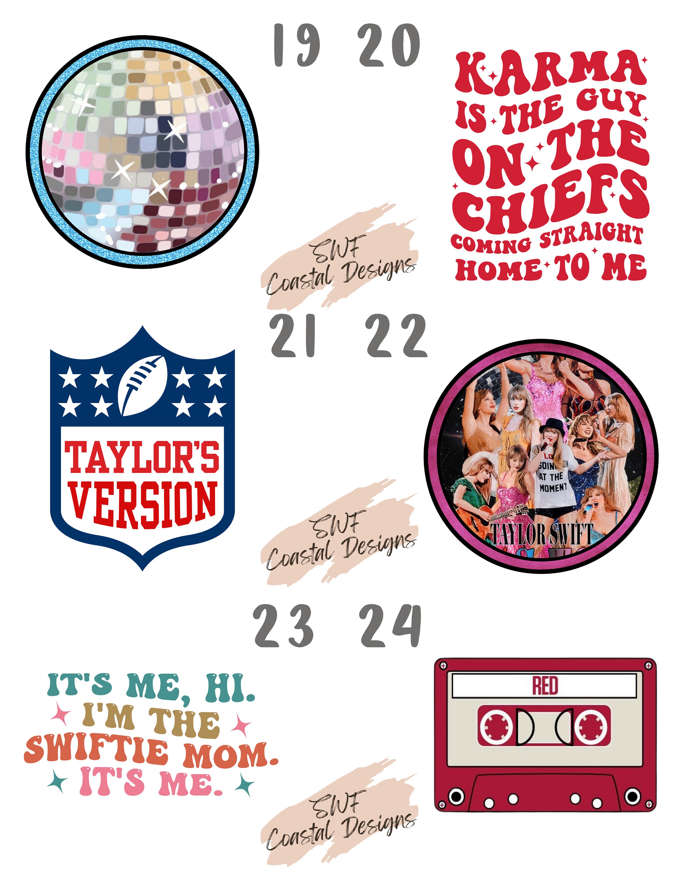 Swiftie Car Freshie Cardstock, Swelce Freshies, Circle Cardstock ...
