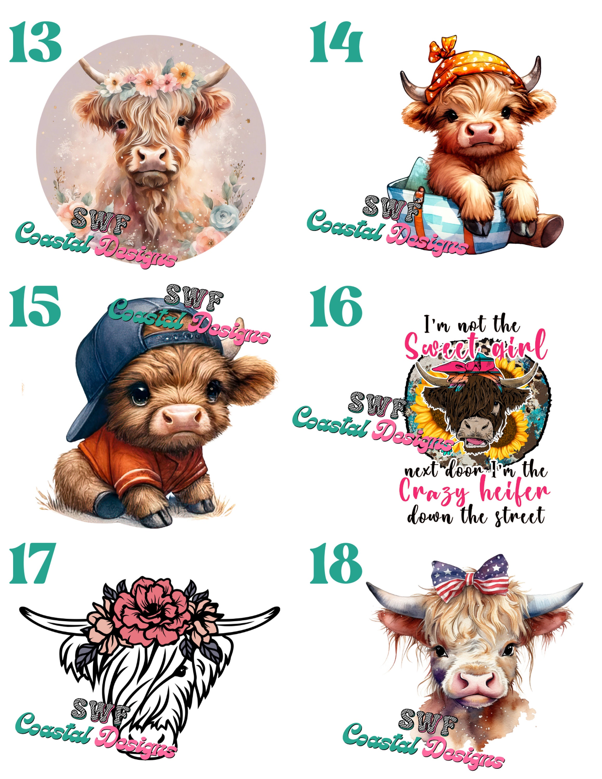 Highland Cow Cardstock, Western Freshie, Cows Cardstock, Farm Animals ...