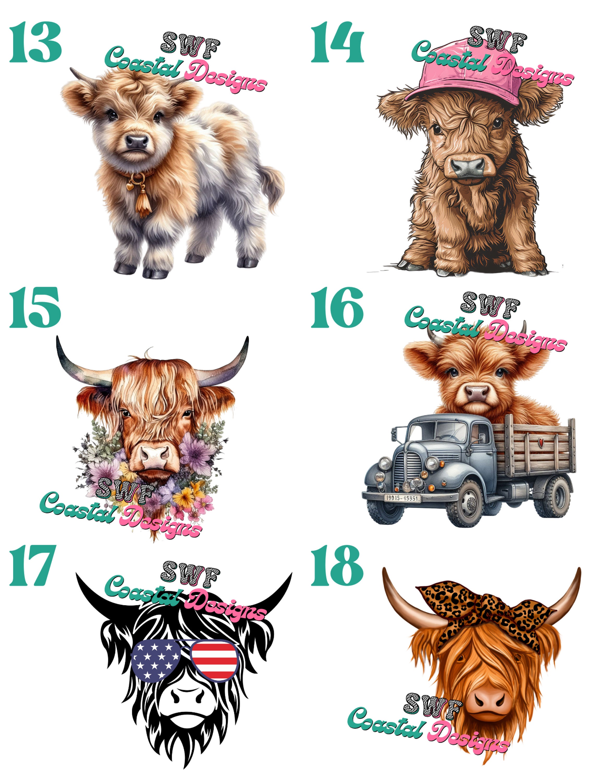Highland Cow Cardstock, Western Freshie, Cows Cardstock, Farm Animals ...