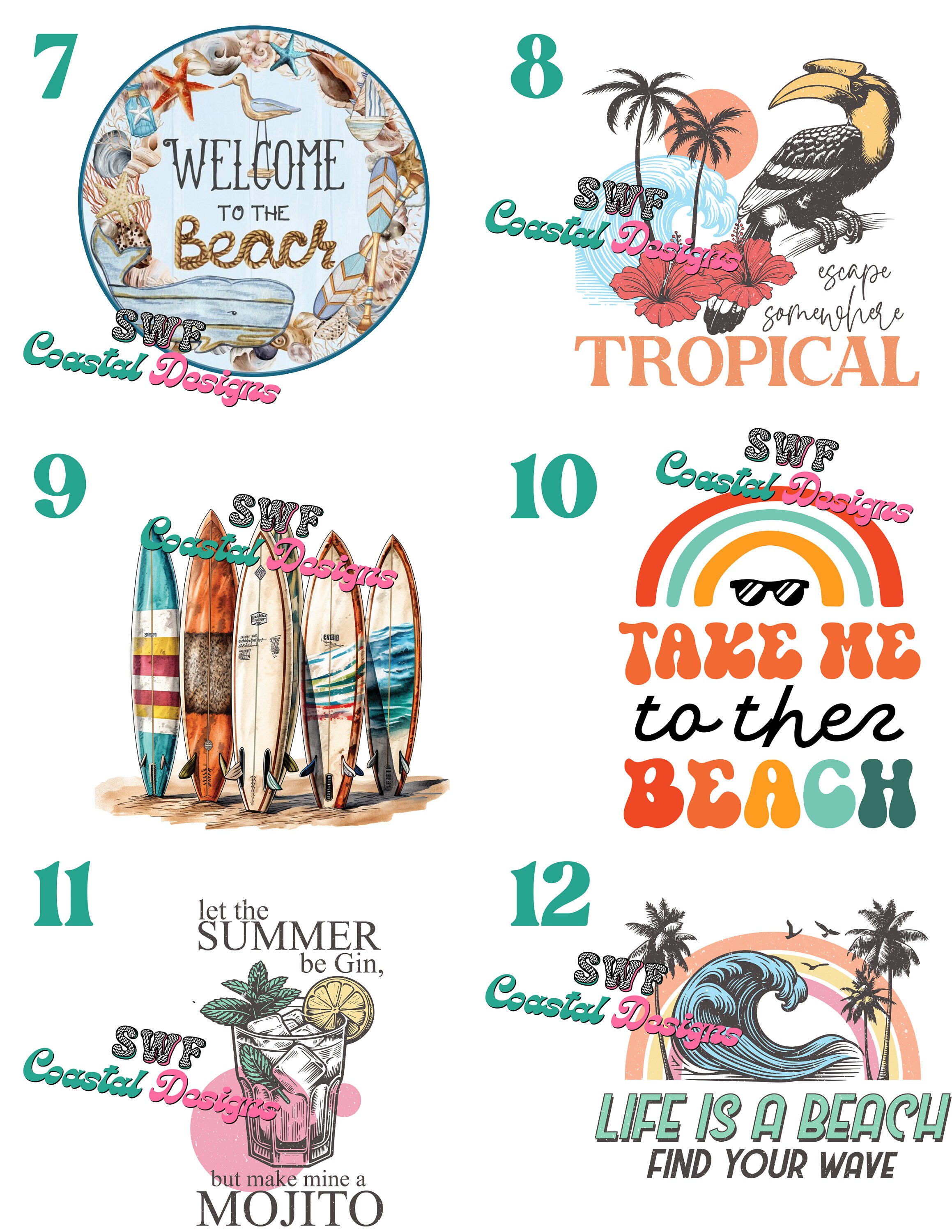 Summer Freshie Cardstock Rounds, Beach Theme Cardstock, Beach Vibes ...