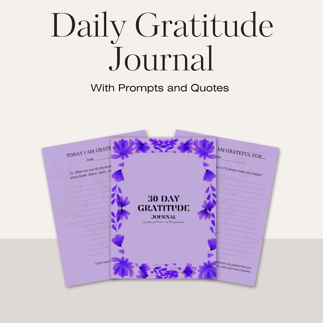 30 Day Gratitude Journal With Prompts - Etsy