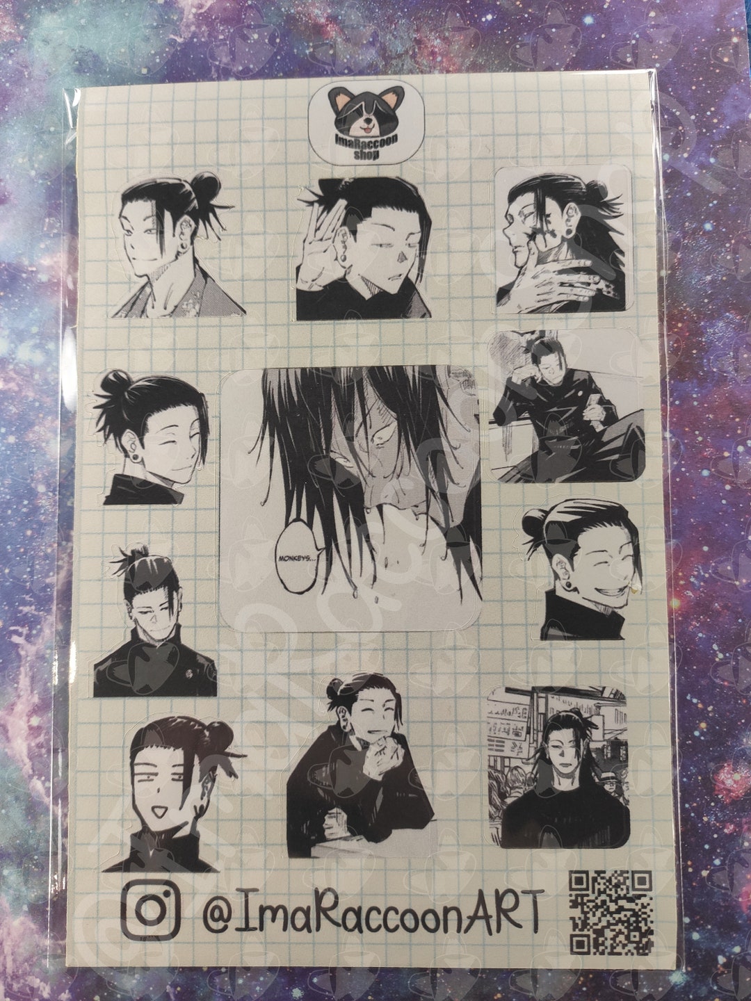 Cut Out Manga Stickers Inspired by Jujutsu Kaisen Suguru Geto - Etsy