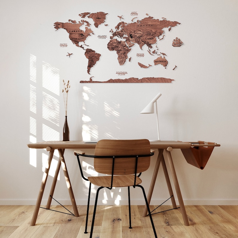3D Wooden Wall Map of the World 300x167cm - Etsy