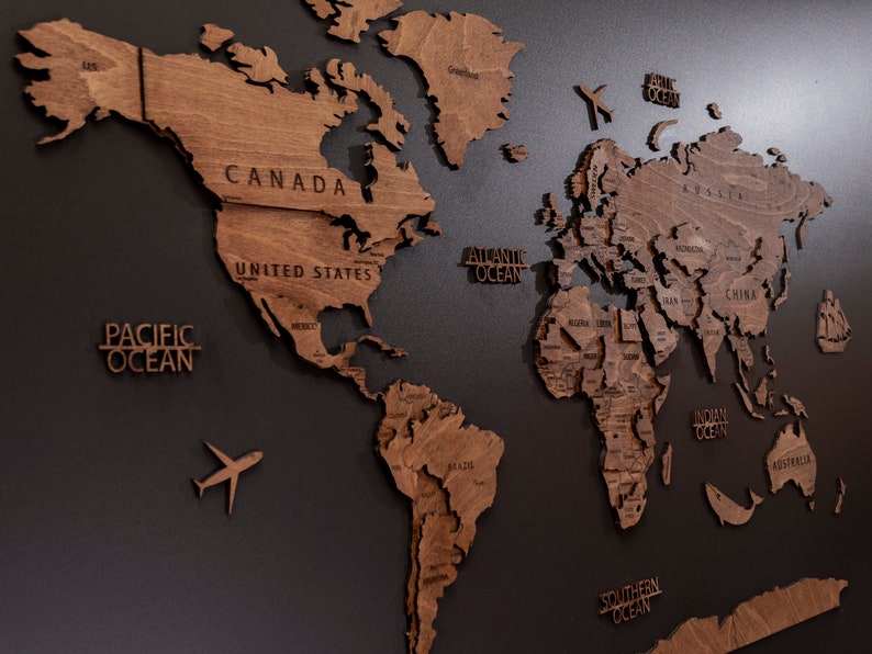 3D Wooden Wall Map of the World 300x167cm - Etsy
