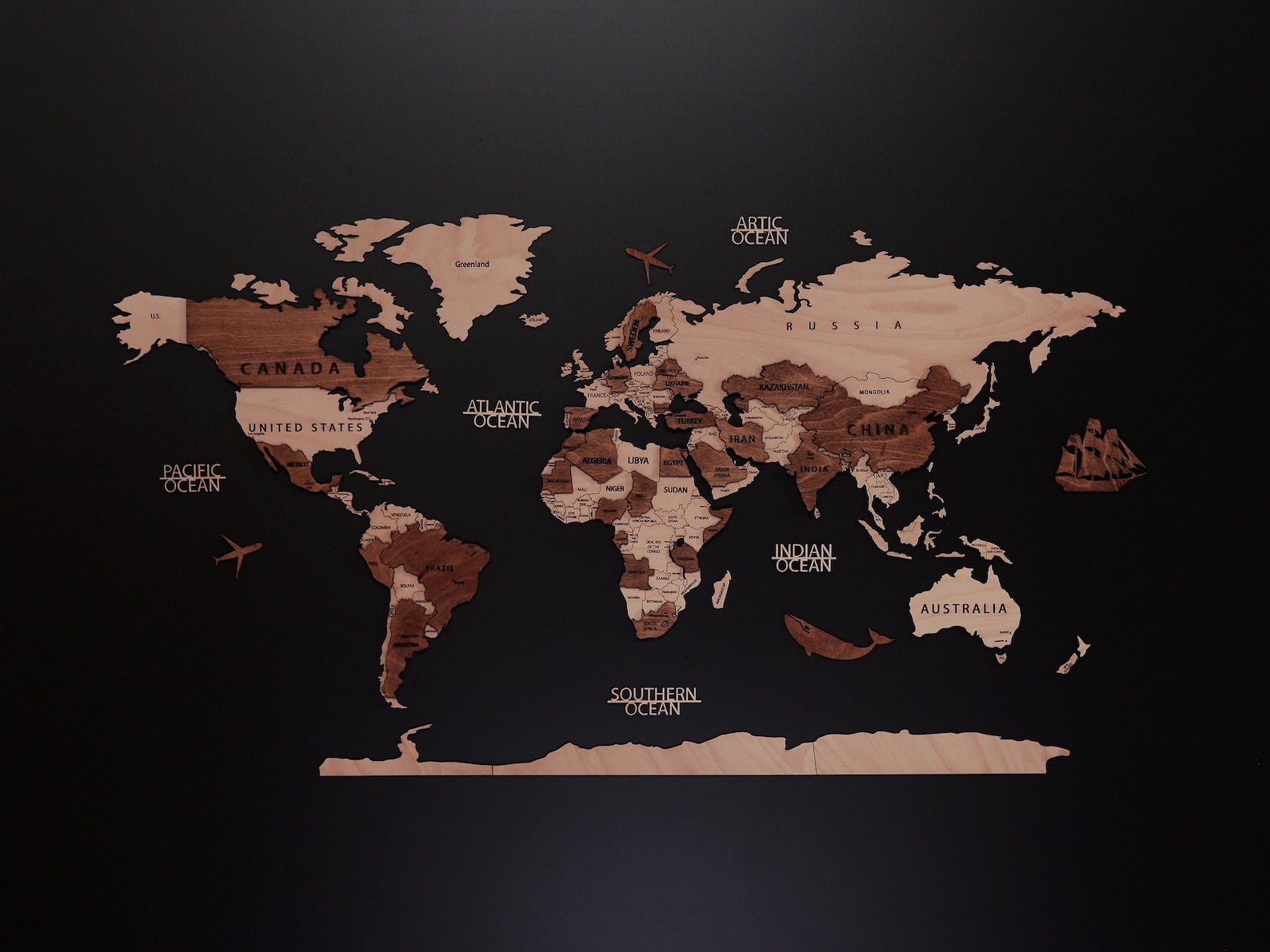 3D Wooden Wall Map of the World 300x167cm - Etsy