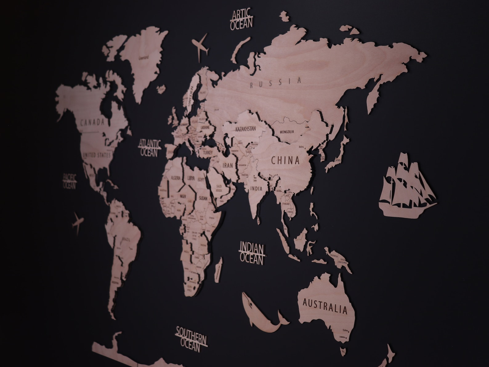 3D Wooden Wall Map of the World 300x167cm - Etsy