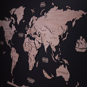 3D Wooden Wall Map of the World - 200x111cm - Etsy