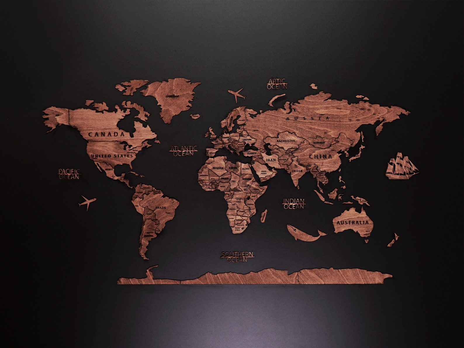 3D Wooden Wall Map of the World 300x167cm - Etsy