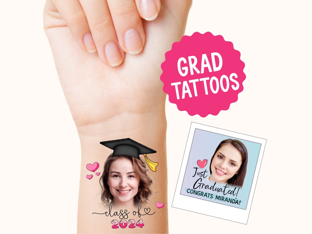 Grad Party Tattoos, Custom Face Temporary Tattoo for High School ...