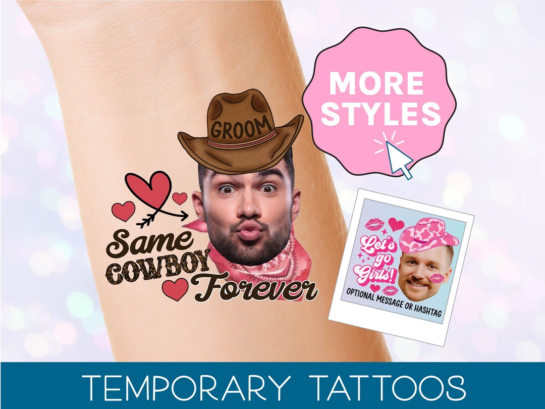 Groom Tattoo, Custom Temporary Face Tattoo for Bachelorette ...