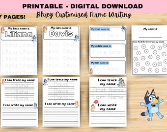 BLUEY Handwriting and Reading Practice, Preschool Learning, Letter ...