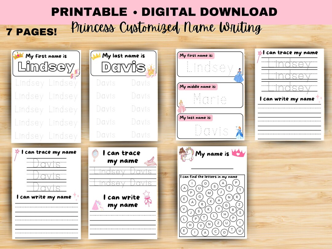 Princess Name Tracing Bundle: Preschool Learning (digital Download) - Etsy