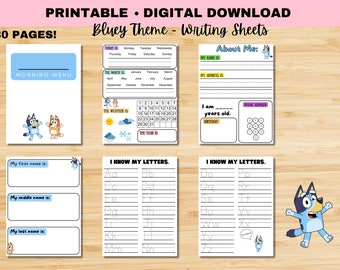 Bluey Name Writing Bundle | Preschool Kindergarten | Tracing Printable ...
