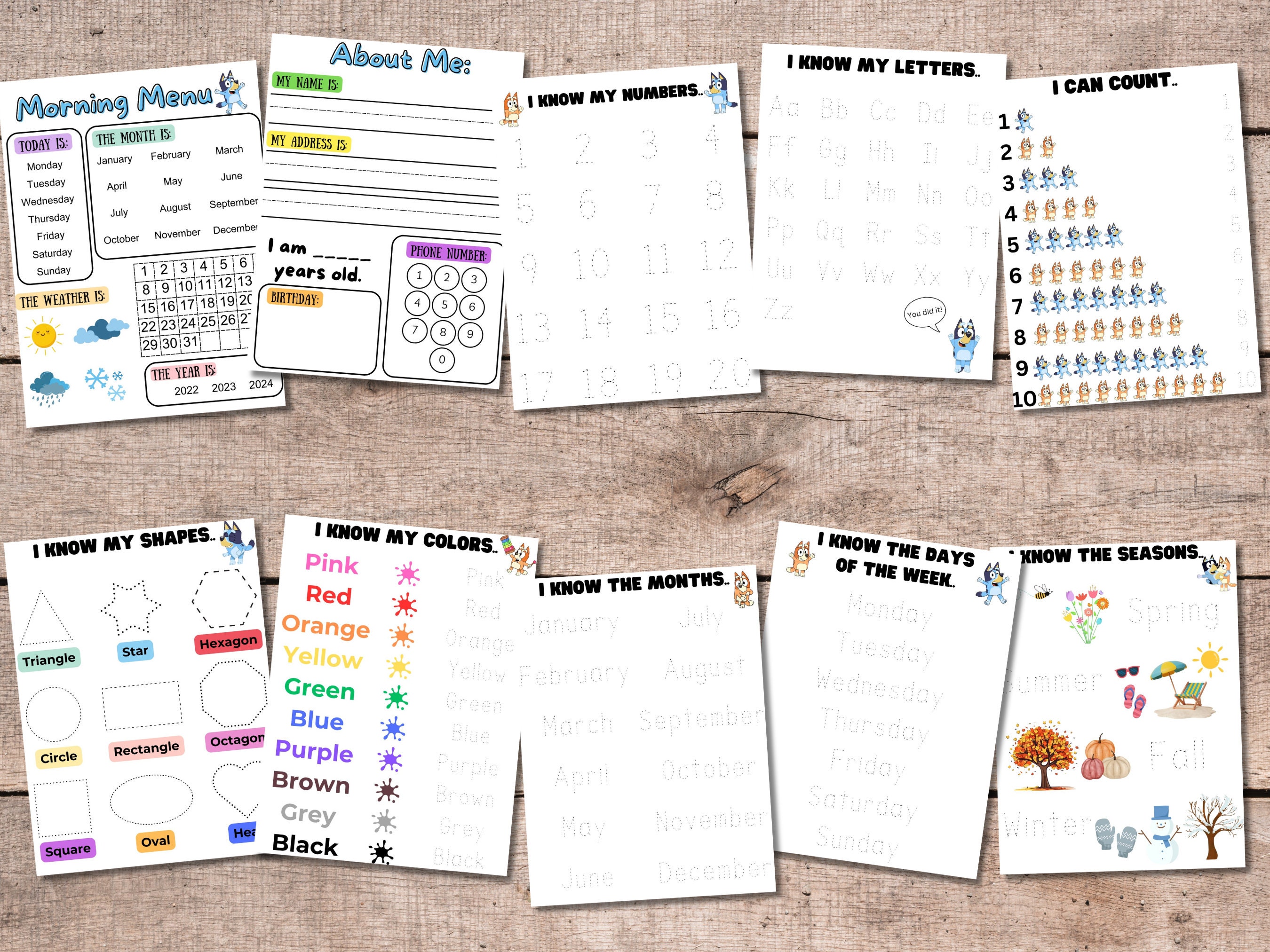 Bluey Morning Menu Book: Personalized Preschool Learning Binder - Etsy