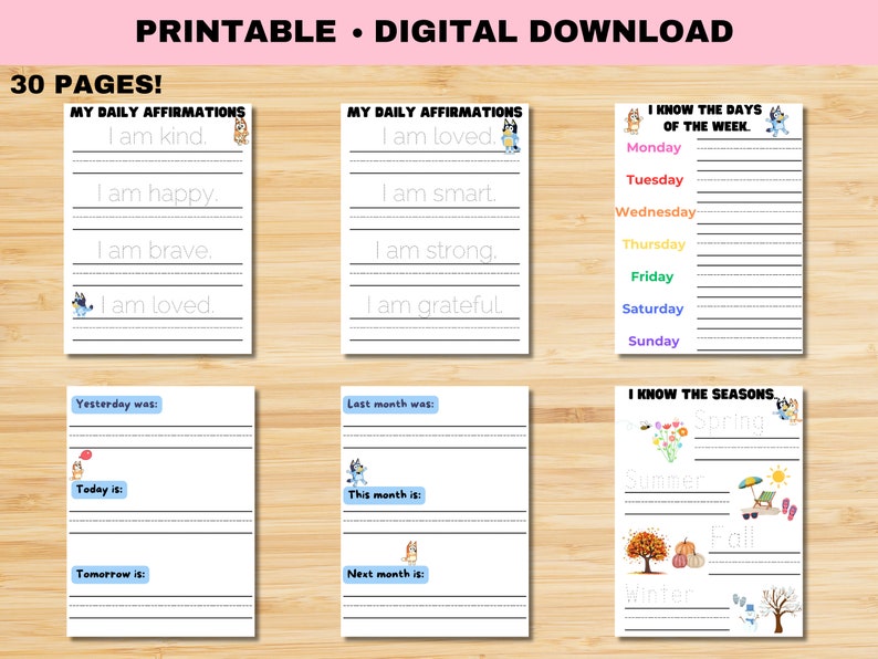 Bluey Morning Menu Bundle | Kindergarten First Grade | Printable ...