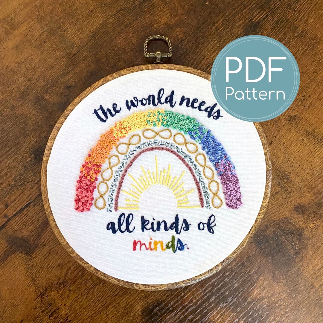 Embroidery Pattern, Autism Rainbow, Inclusion Rainbow, Teacher Rainbow ...