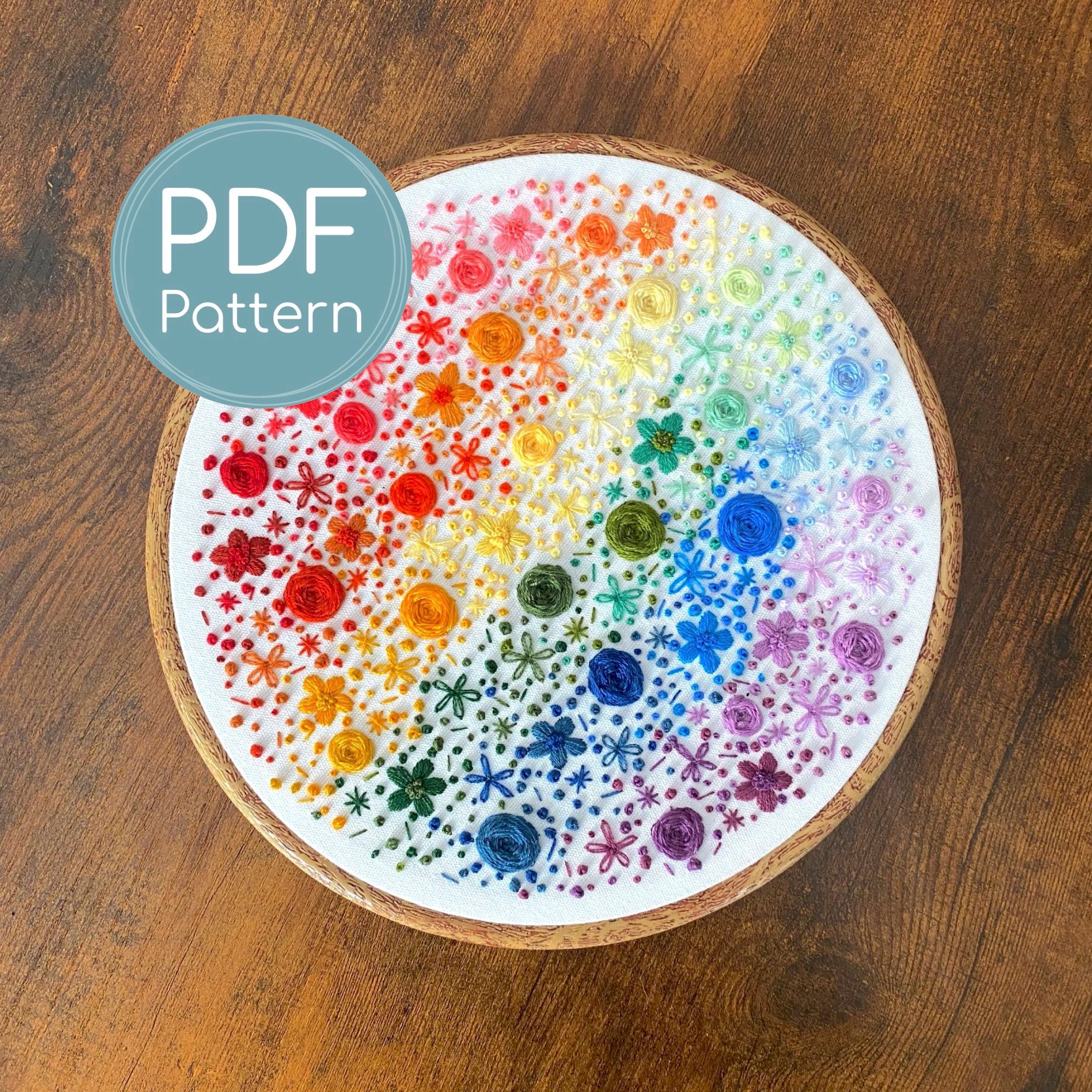 Floral Rainbow Palette Embroidery Pattern - Etsy