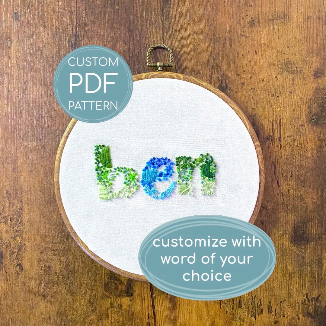 Custom Word Embroidery Pattern, Space Ombré Letters (digital Download ...
