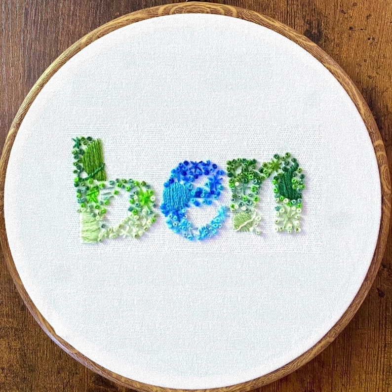 Custom Word Embroidery Pattern, Space Ombré Letters (digital Download ...