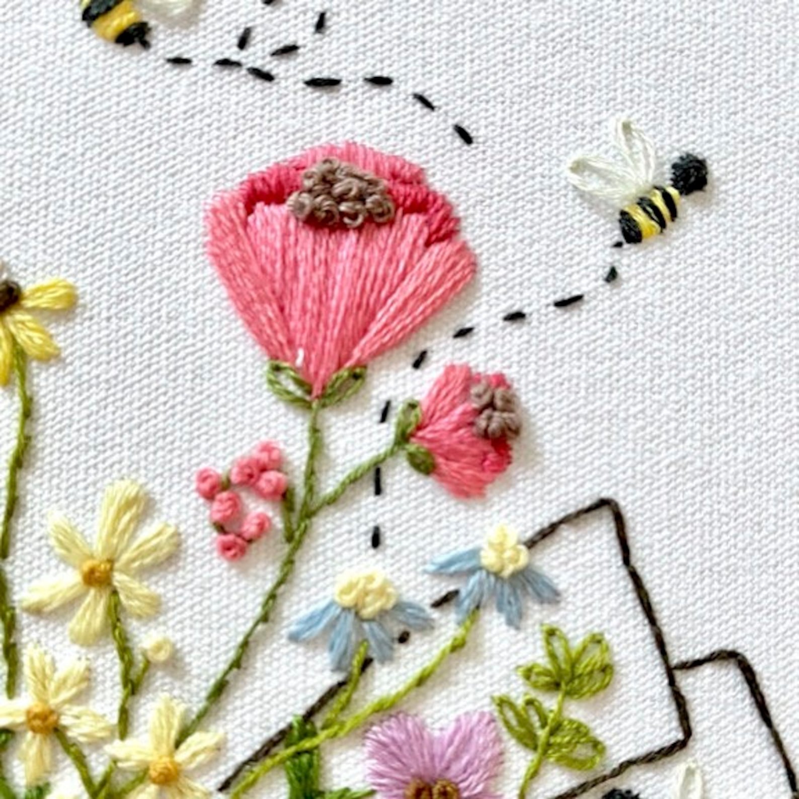 Embroidery Pattern Books and Flowers Bumblebees Reading - Etsy
