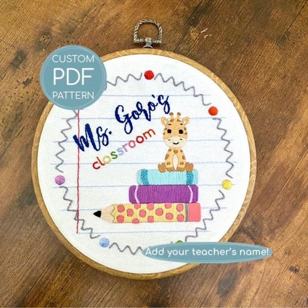 Customized Embroidery Pattern, Teacher Classroom Sign, Teacher Gift ...