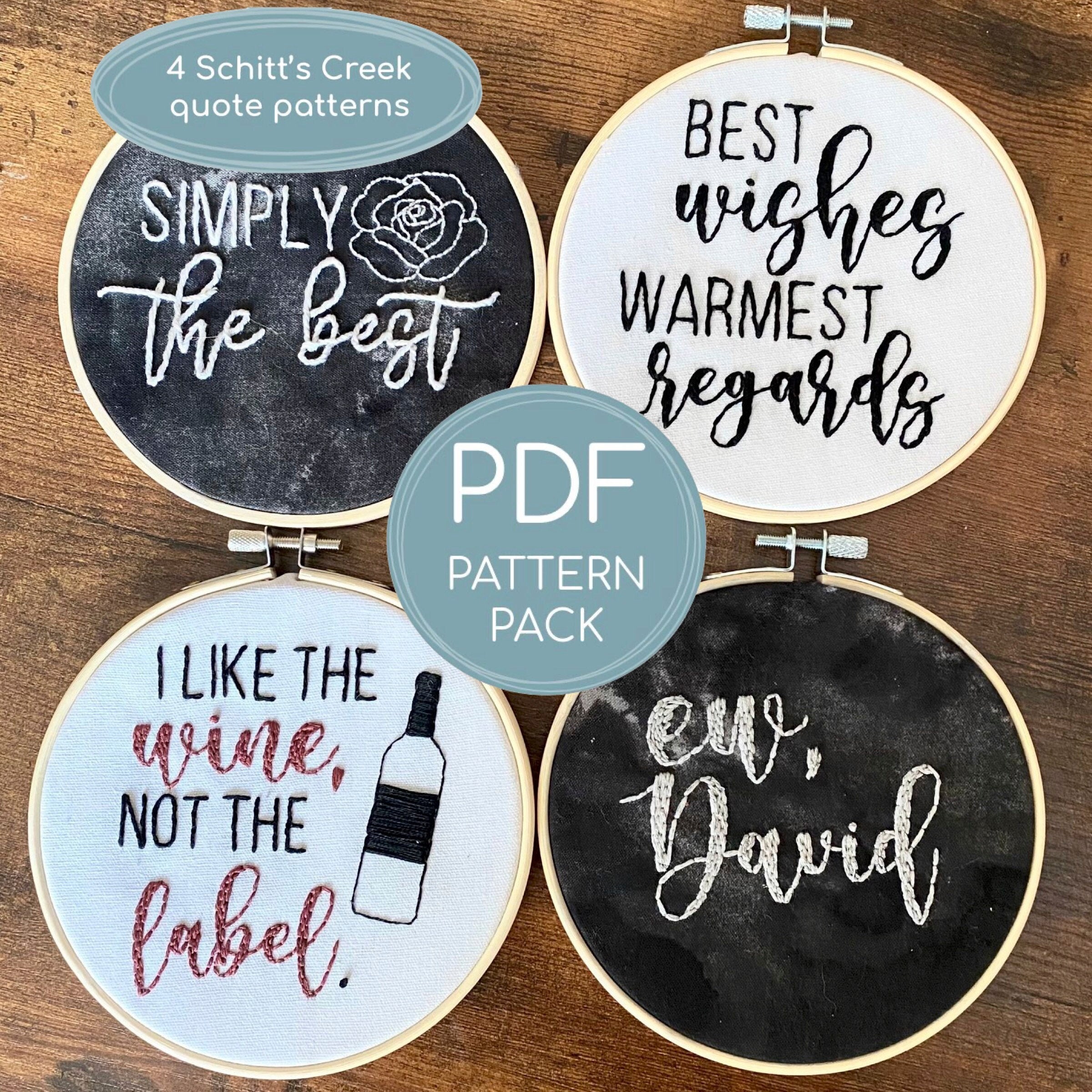 Embroidery Pattern, Schitt's Creek Quotes, Embroidery Lettering, Snarky ...