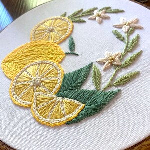 Embroidery Pattern, Lemons and Blossoms, Summer Embroidery, Lemon ...