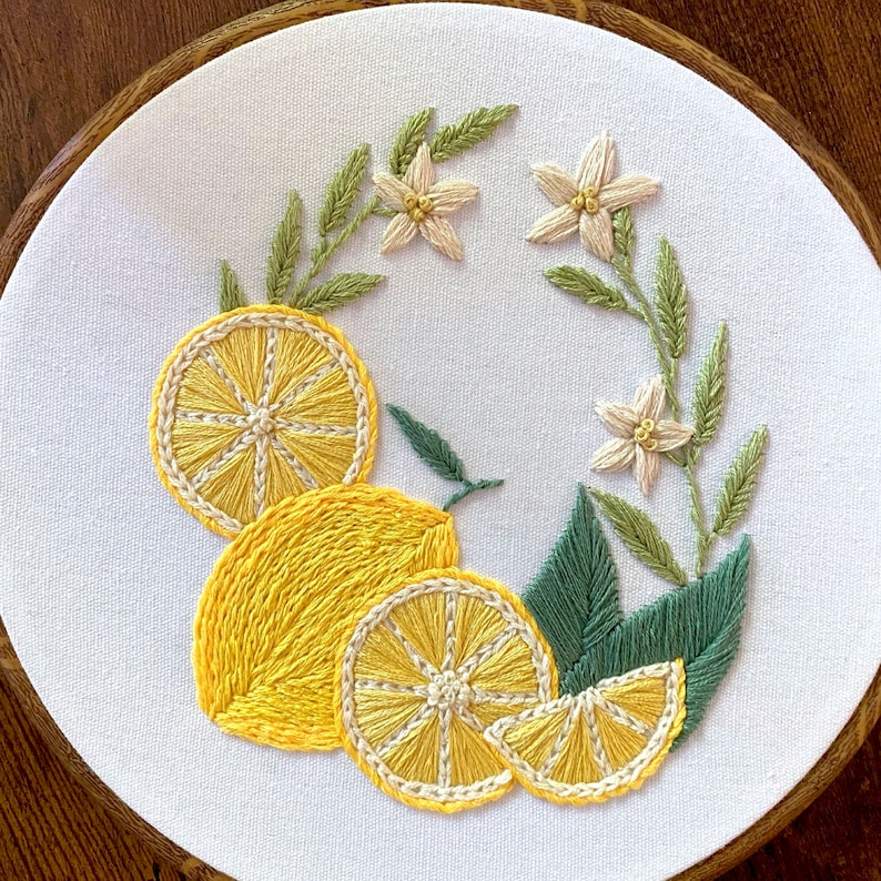Embroidery Pattern Lemons and Blossoms Summer Embroidery - Etsy