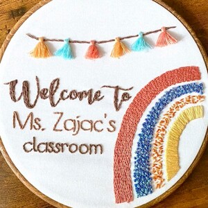 Customized Embroidery Pattern, Teacher Boho Rainbow, Teacher Gift ...