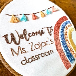 Customized Embroidery Pattern, Teacher Boho Rainbow, Teacher Gift ...